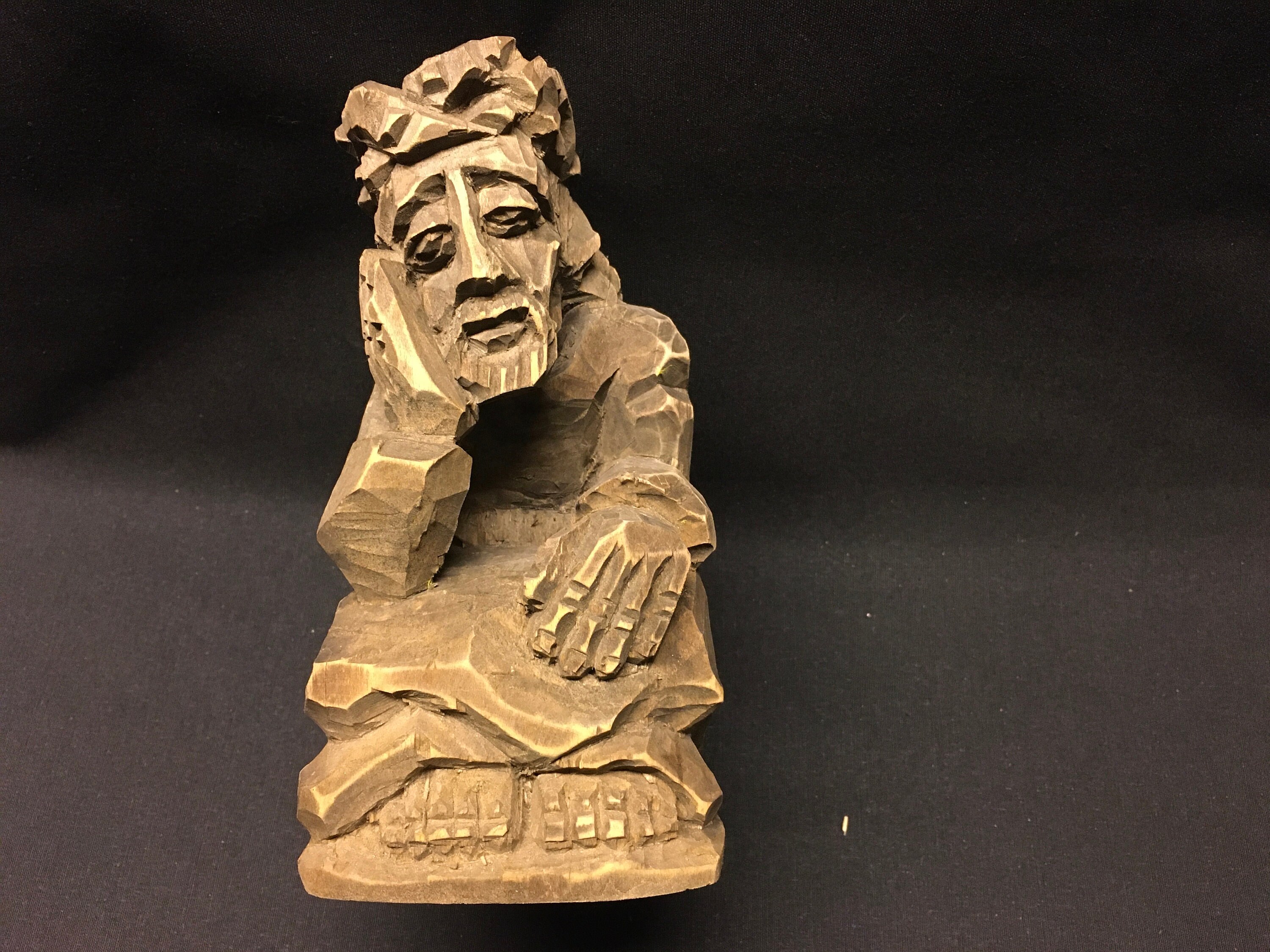 Sculpture Christ Worried Pensive Christ Wood Carving Wooden Sculpture ...