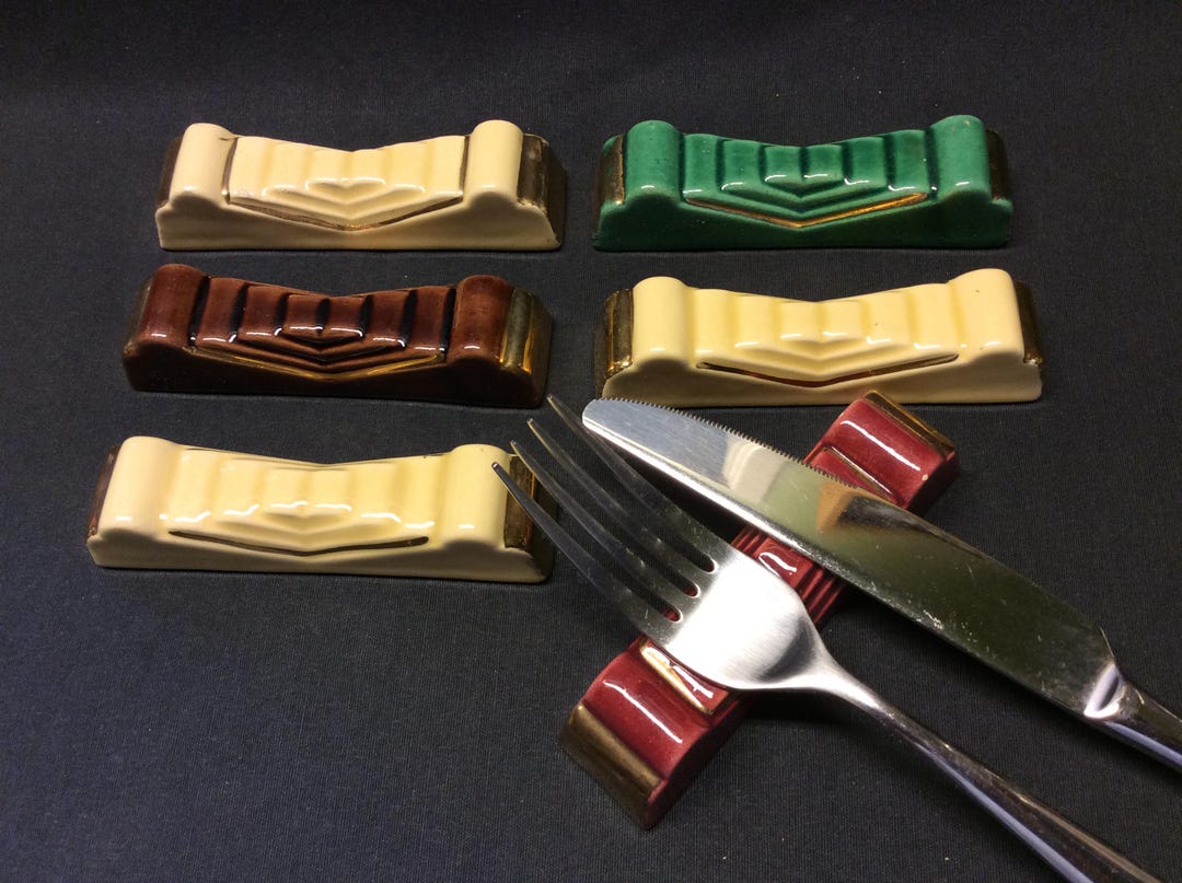 6 Vintage Ceramic Knife Holders, Chopstick Rests, Different Colors With ...
