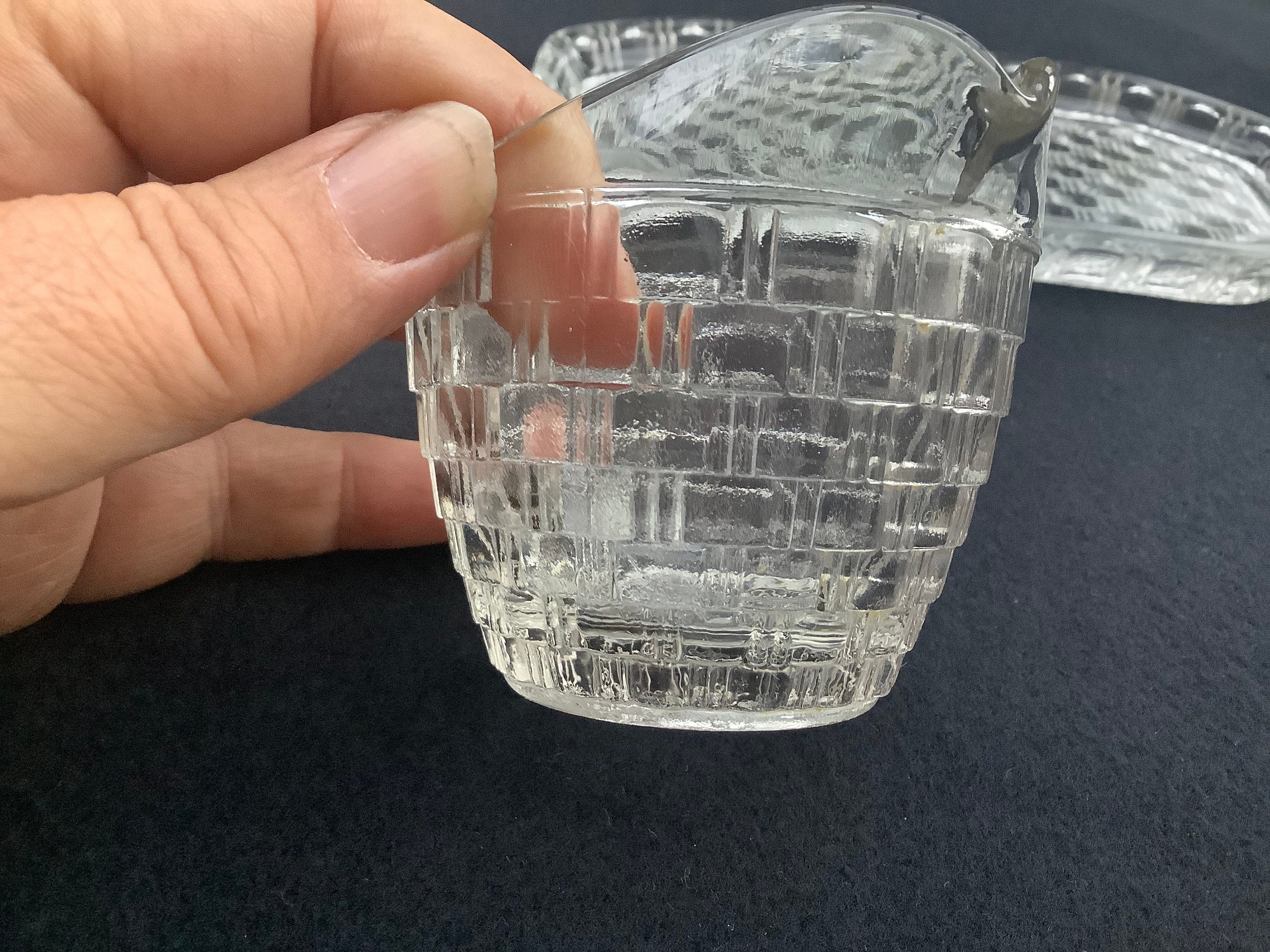 Retro Glass Set With Waffle Pattern for Honey/jam | Etsy