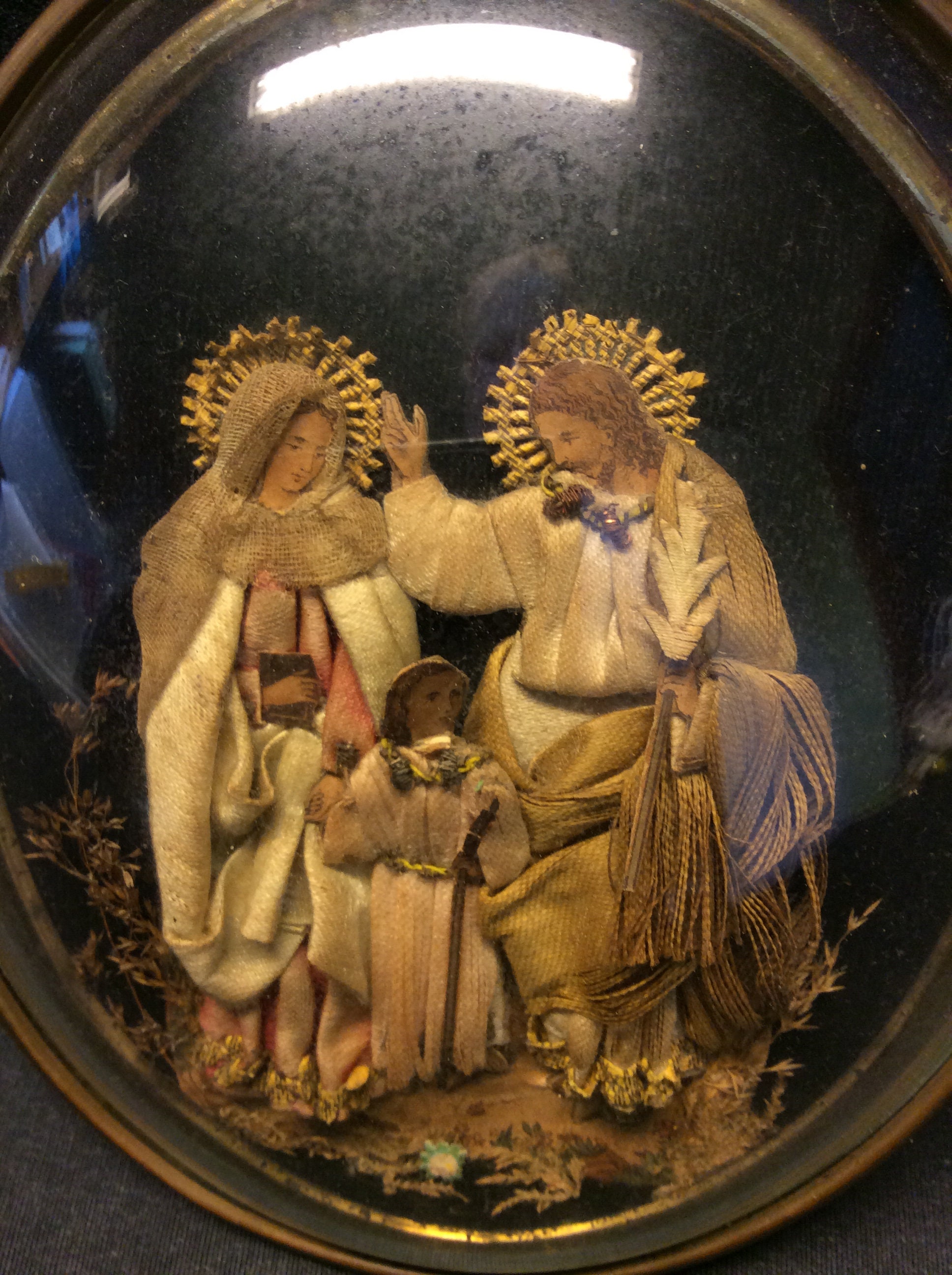 An Antique 19th Century French Diorama, in Doomed Glass Oval Framed ...