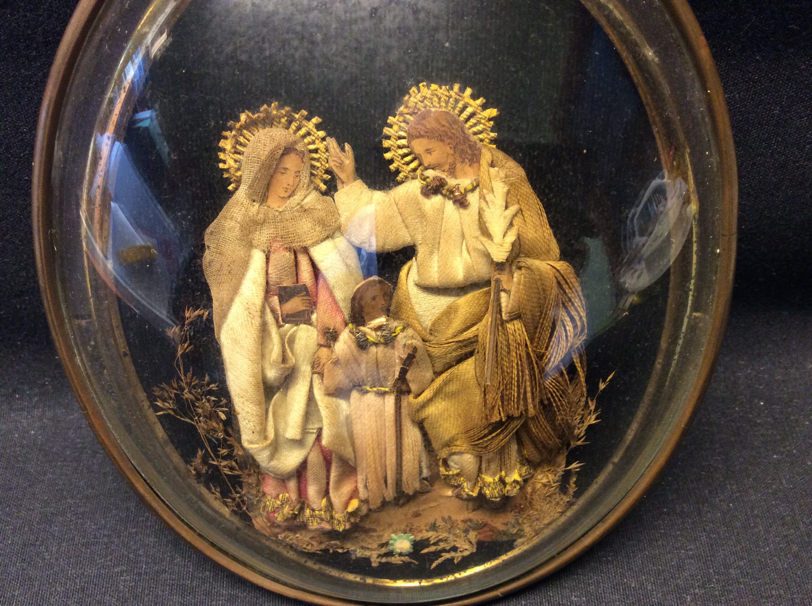 An Antique 19th Century French Diorama, in Doomed Glass Oval Framed ...