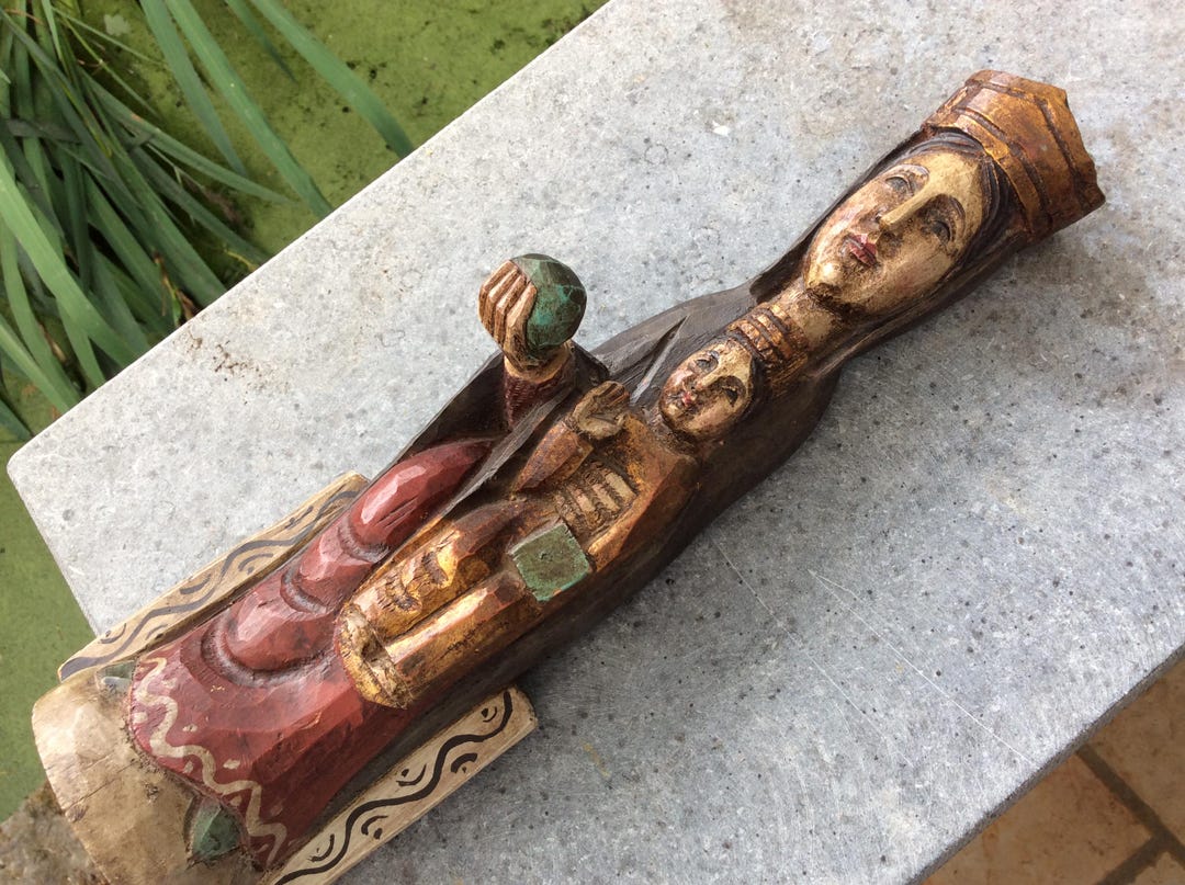 Vintage Wood Carved Statue of Our Lady Seat, Throne of Wisdom, Virgin ...