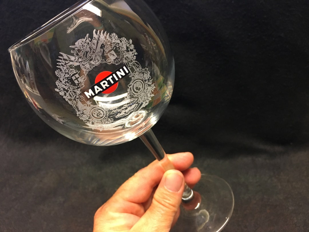 2 Large Vintage Martini Martini Fiero Balloon Glass Advertising Martini ...
