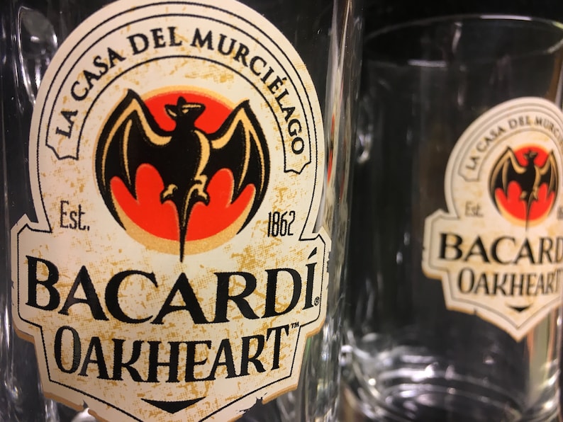 A Set of 2 Vintage Bacardi Oakheart Rum Mugs Glasses Bacardi | Etsy