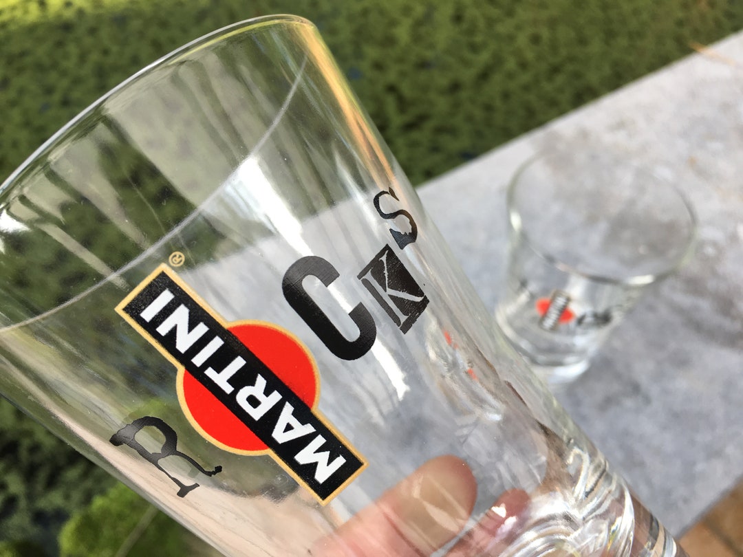 Two Martini Rocks Glasses, Vintage MARTINI Rocks Glasses Advertising ...