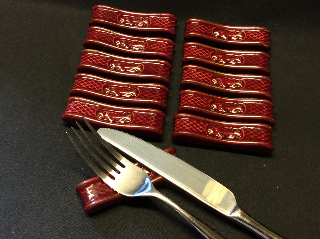 11 Very Original Vintage Ceramic Knife Holders, Chopstick Rests, Red ...