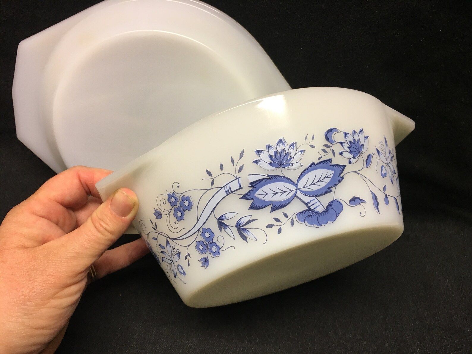 Vintage Arcopal French Casserole Dish blue flower design with | Etsy