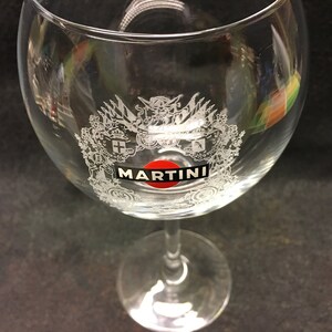 2 Large Vintage Martini Martini Fiero Balloon Glass Advertising Martini ...