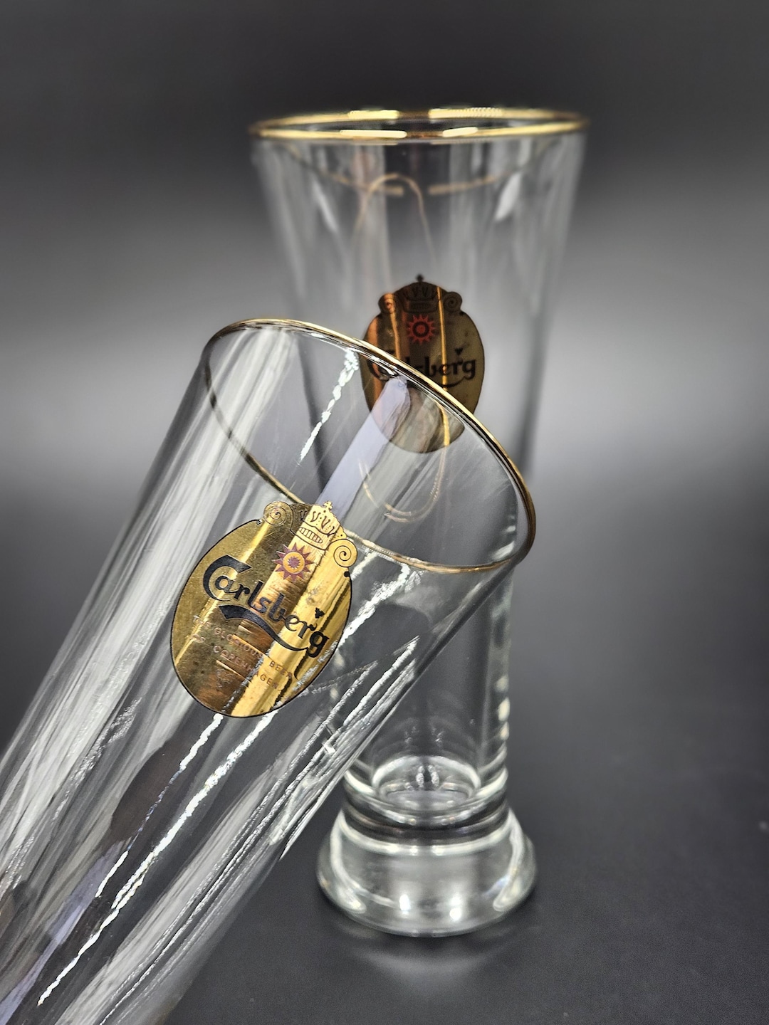 Vintage Carlsberg Beer Glasses, Denmark, Golden Logo, Set of 2 - Etsy