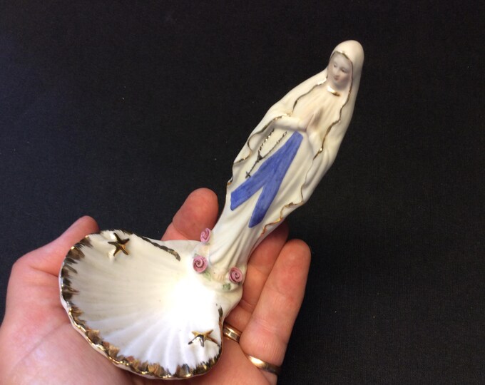 Vintage Porcelain Standing, Our Lady of Lourdes, Holy Water Font, Holy ...