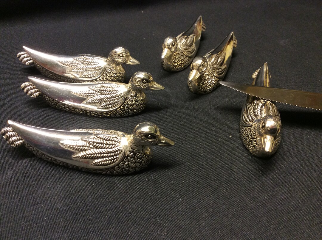 6 Vintage Silea Duck Knife Rests - Quality Set Good Vintage Plated Set ...