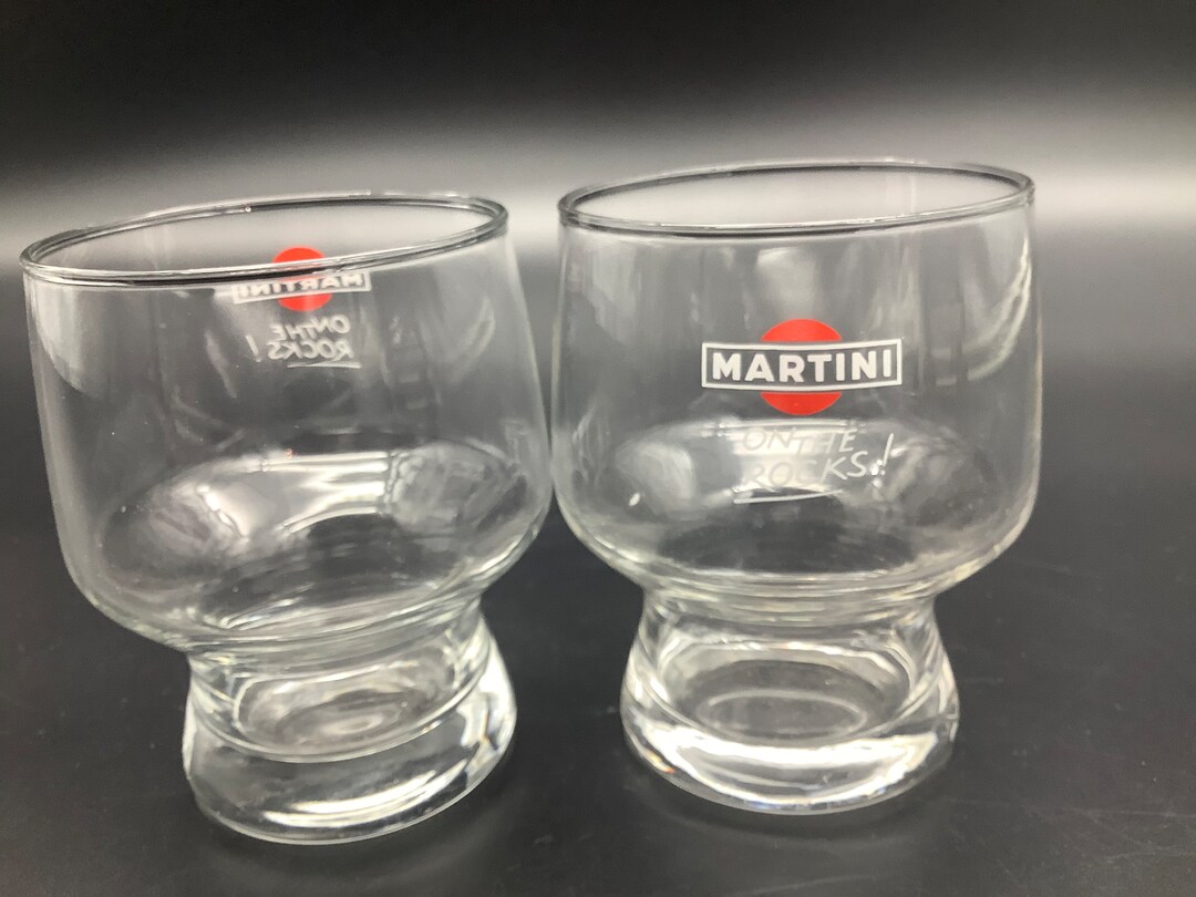 2 Vintage Martini on the Rocks Glasses Advertising Martini on the Rocks ...