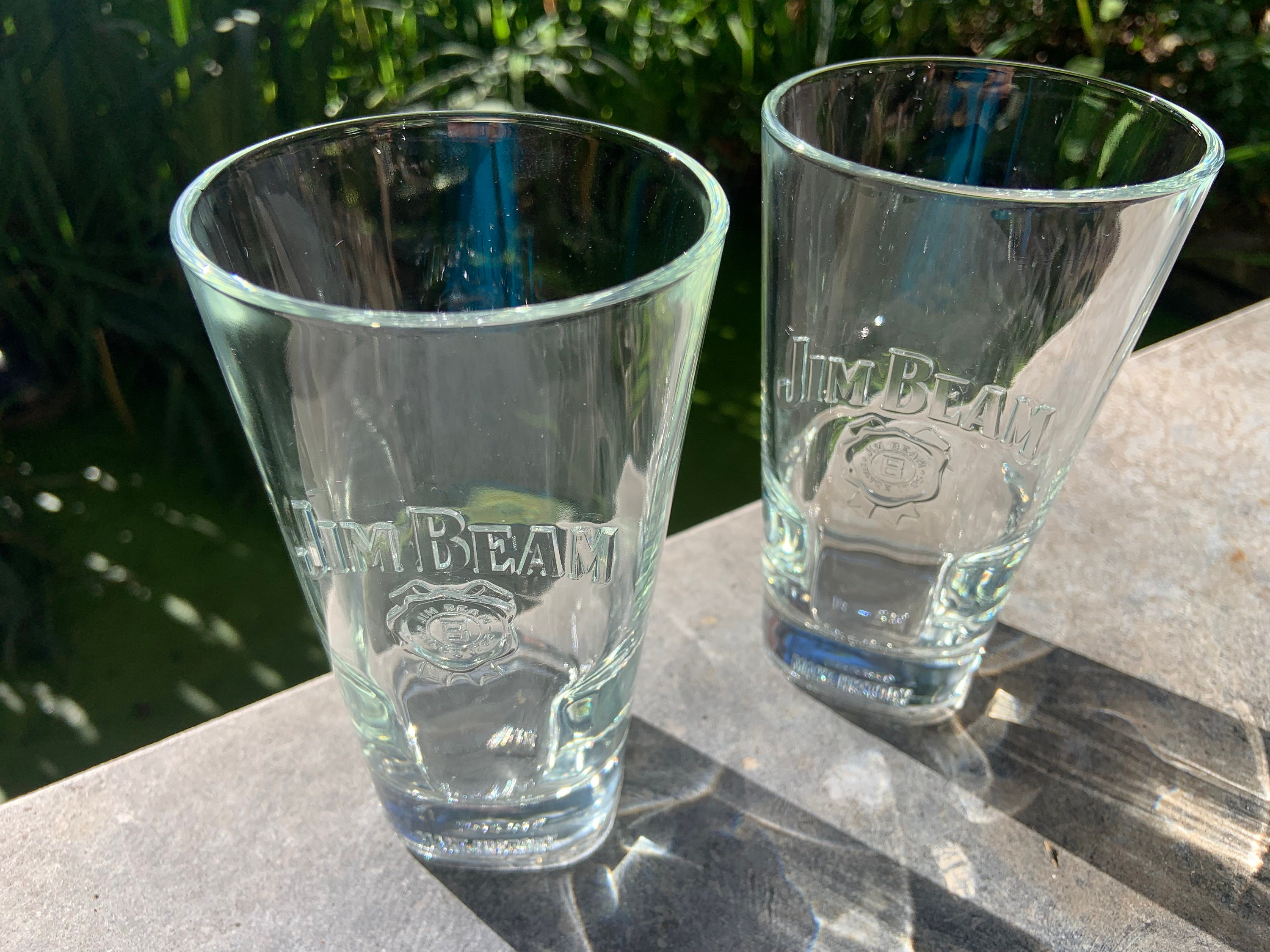 2 Vintage Jim Beam Bourbon Whisky Glass Signed James Beam - Etsy