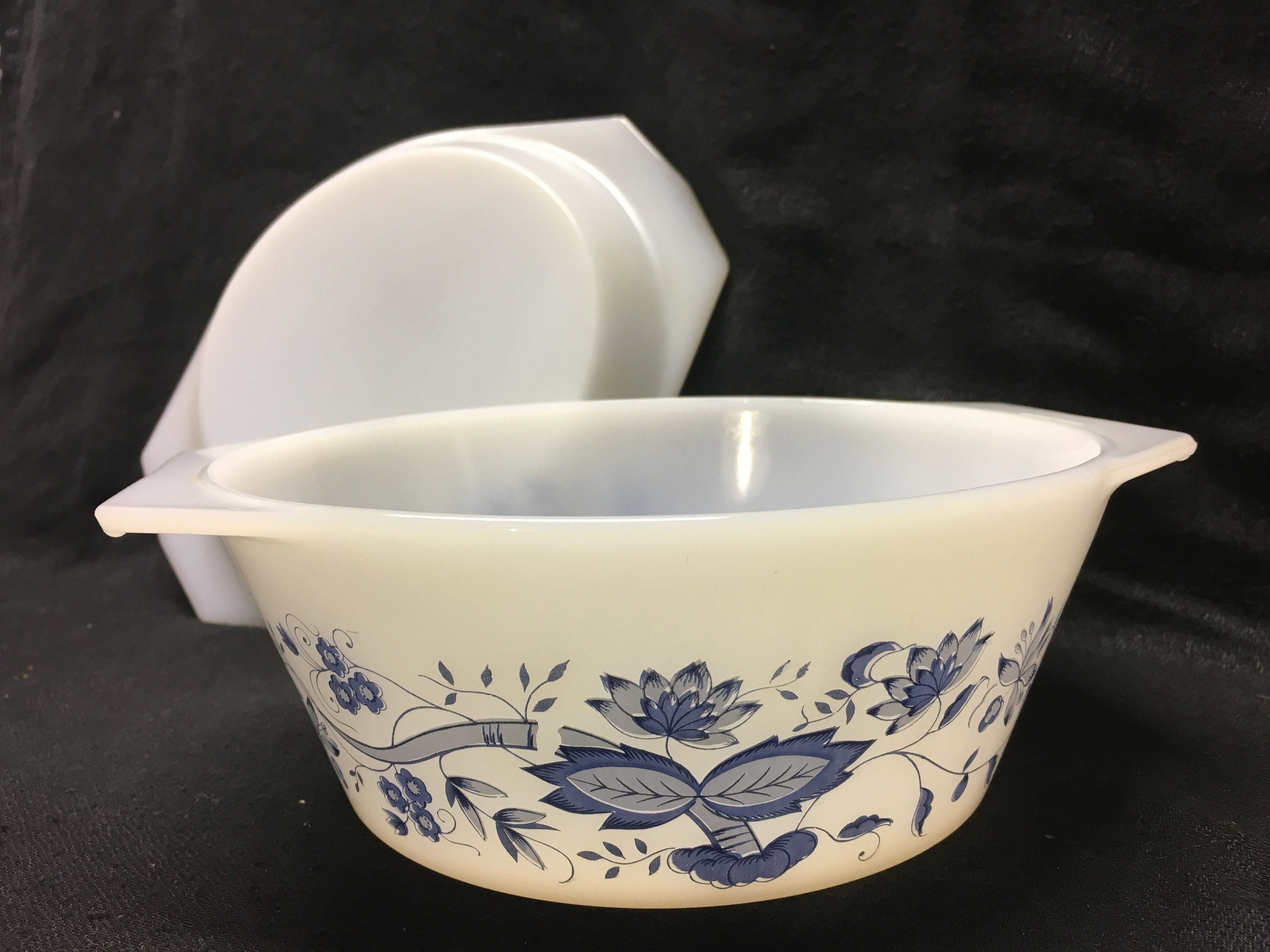 Vintage Arcopal French Casserole Dish blue flower design with | Etsy