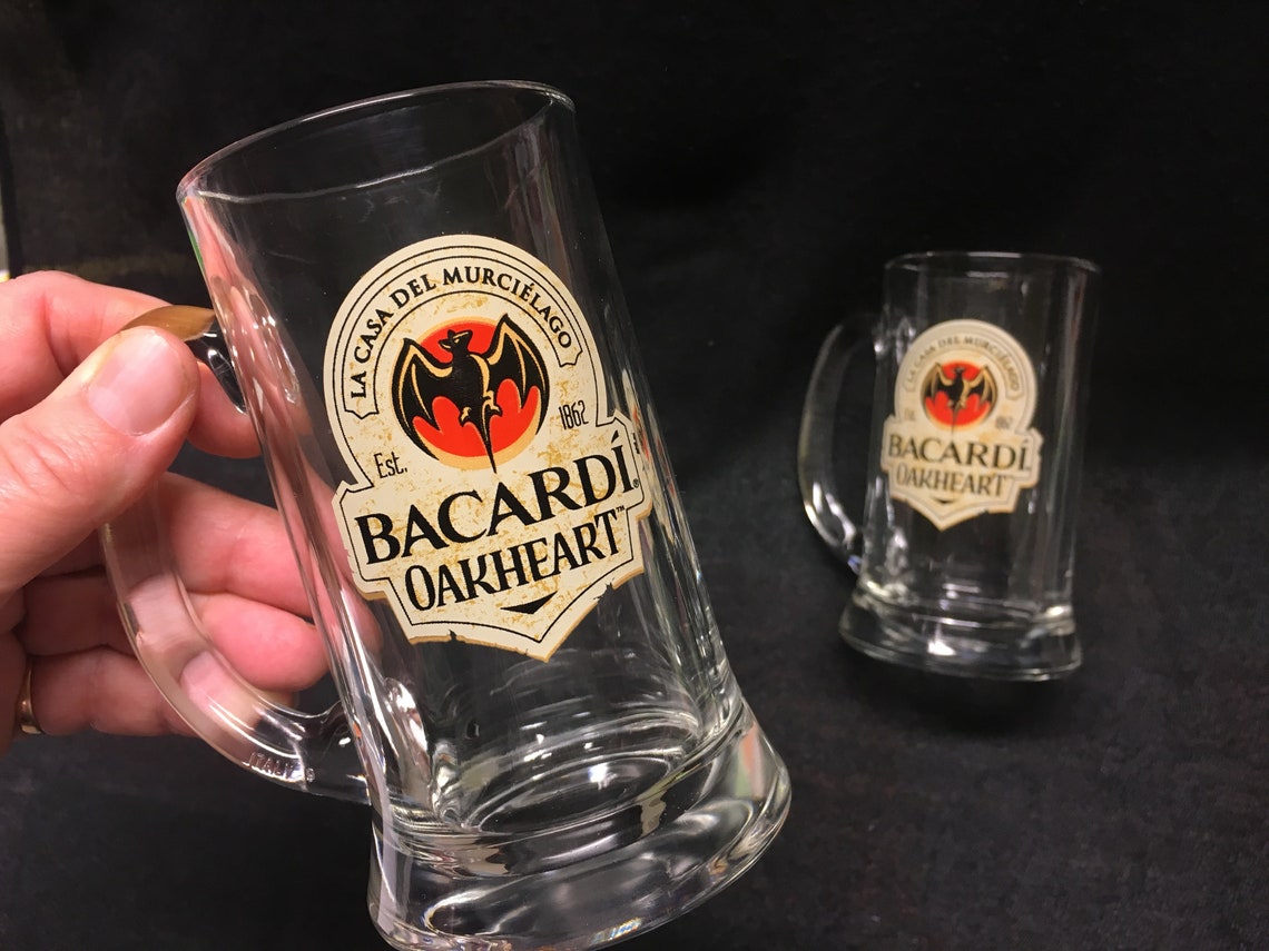 A Set of 2 Vintage Bacardi Oakheart Rum Mugs Glasses Bacardi - Etsy