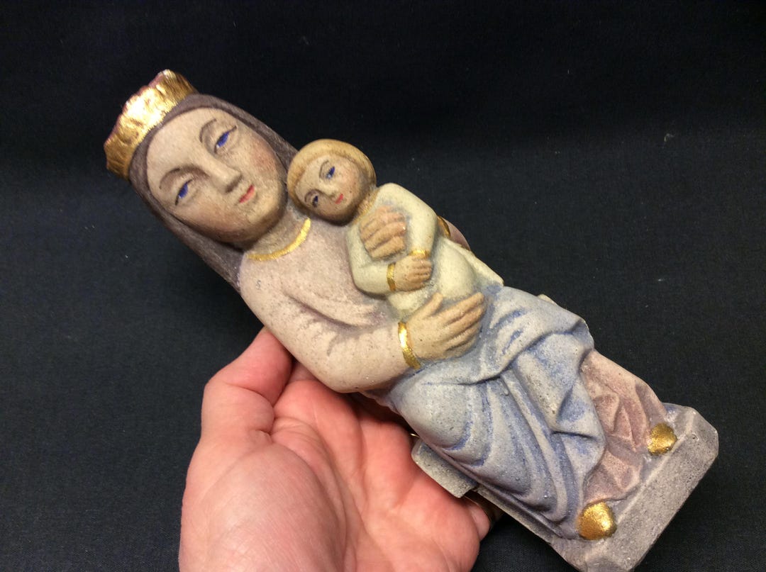 Vintage Stone Cast Statue of Our Lady Seat, Throne of Wisdom, Virgin ...