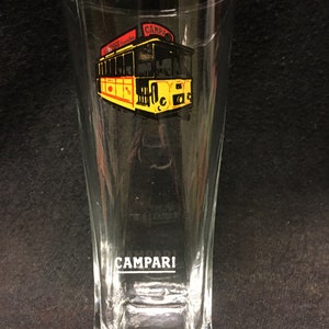 A Vintage Campari Longdrink Glass With Image of Campari Trolley Car and ...