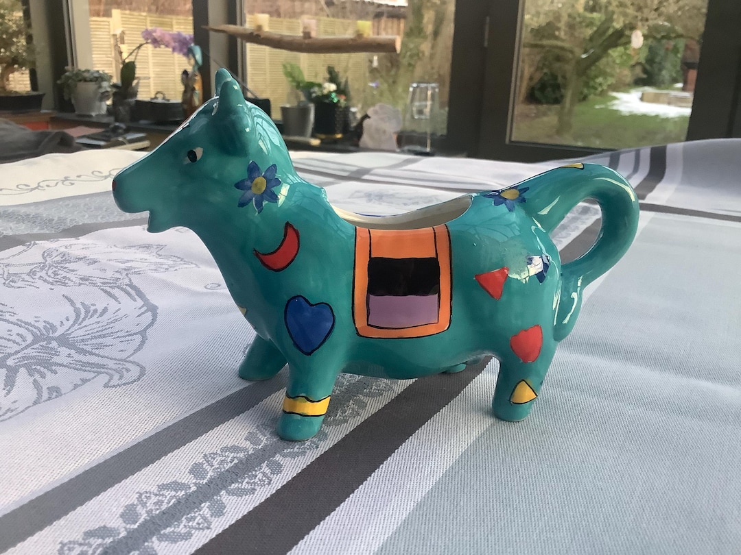 Vintage Amusing Blue Cow Milk Jug,, Beautiful on the Breakfast Table ...