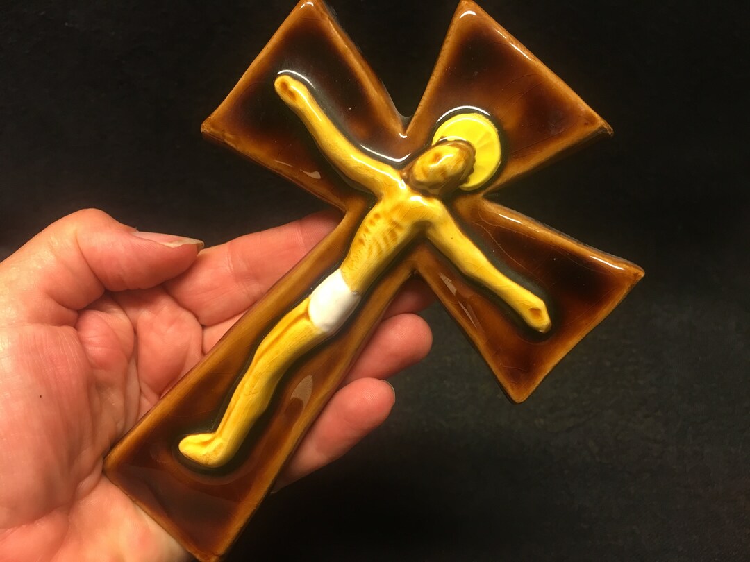 Vintage Glazed Liturgical Cross Crucifix Religious Christian Catholic ...