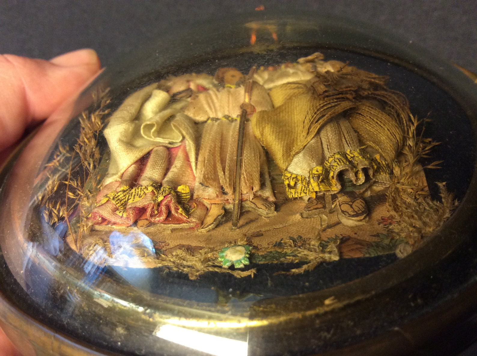 An Antique 19th Century French Diorama, in Doomed Glass Oval Framed ...