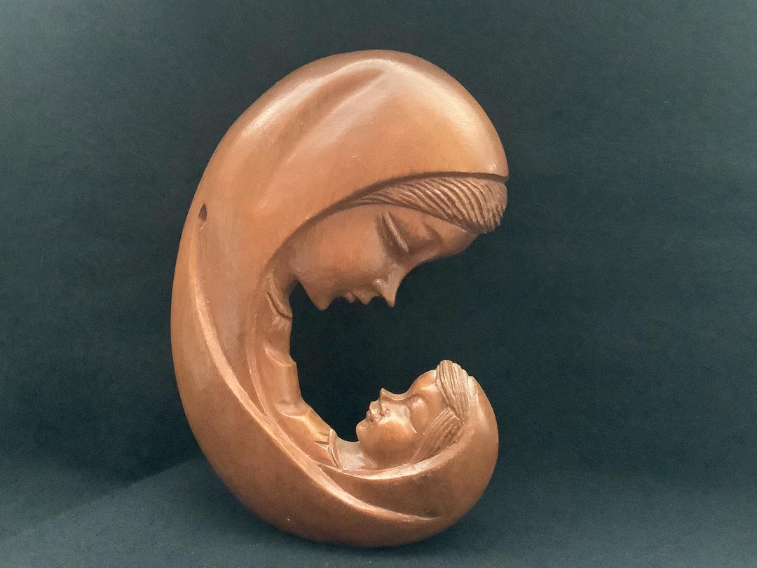 Mooi Hoofd Van Een Madonna, Maria, Moeder Van God, Met Kind, Uit Hout ...