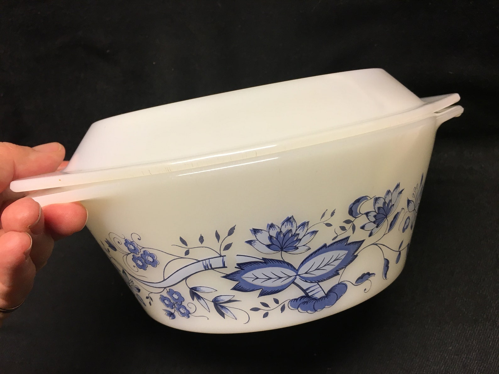Vintage Arcopal French Casserole Dish Blue Flower Design With - Etsy