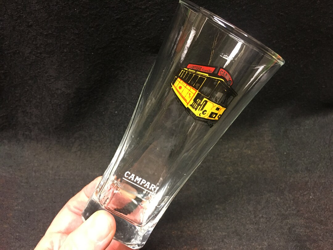 A Vintage Campari Longdrink Glass With Image of Campari Trolley Car and ...