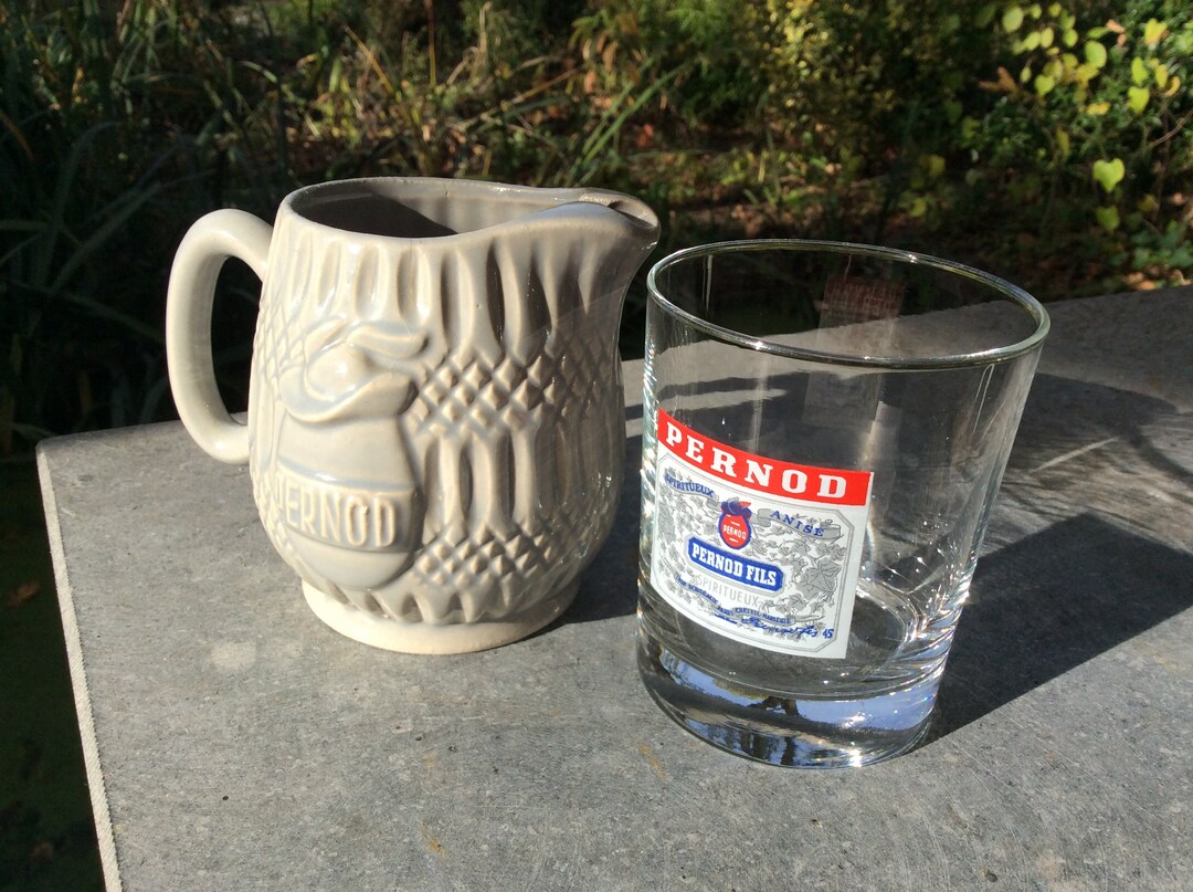 Vintage Pernod Pitcher and Glass Set – Coceram Faience Water Jug - Etsy
