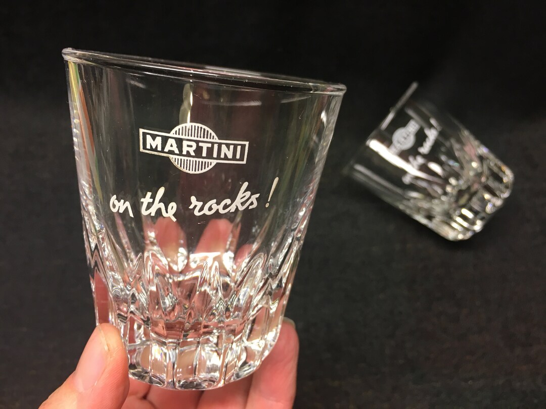 2 Vintage Martini on the Rocks Glasses Advertising the Martini on the ...