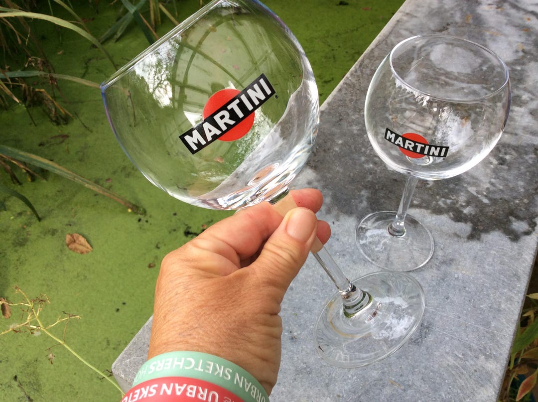2 Vintage Martini Balloon Glass Advertising Martini Brand Logo ...