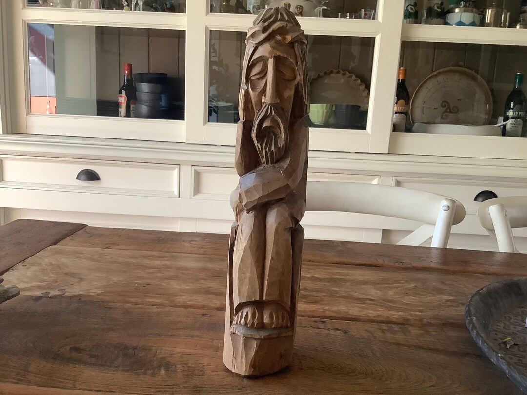 Wooden Sculpture of the Pensive Jesus Christ - Etsy