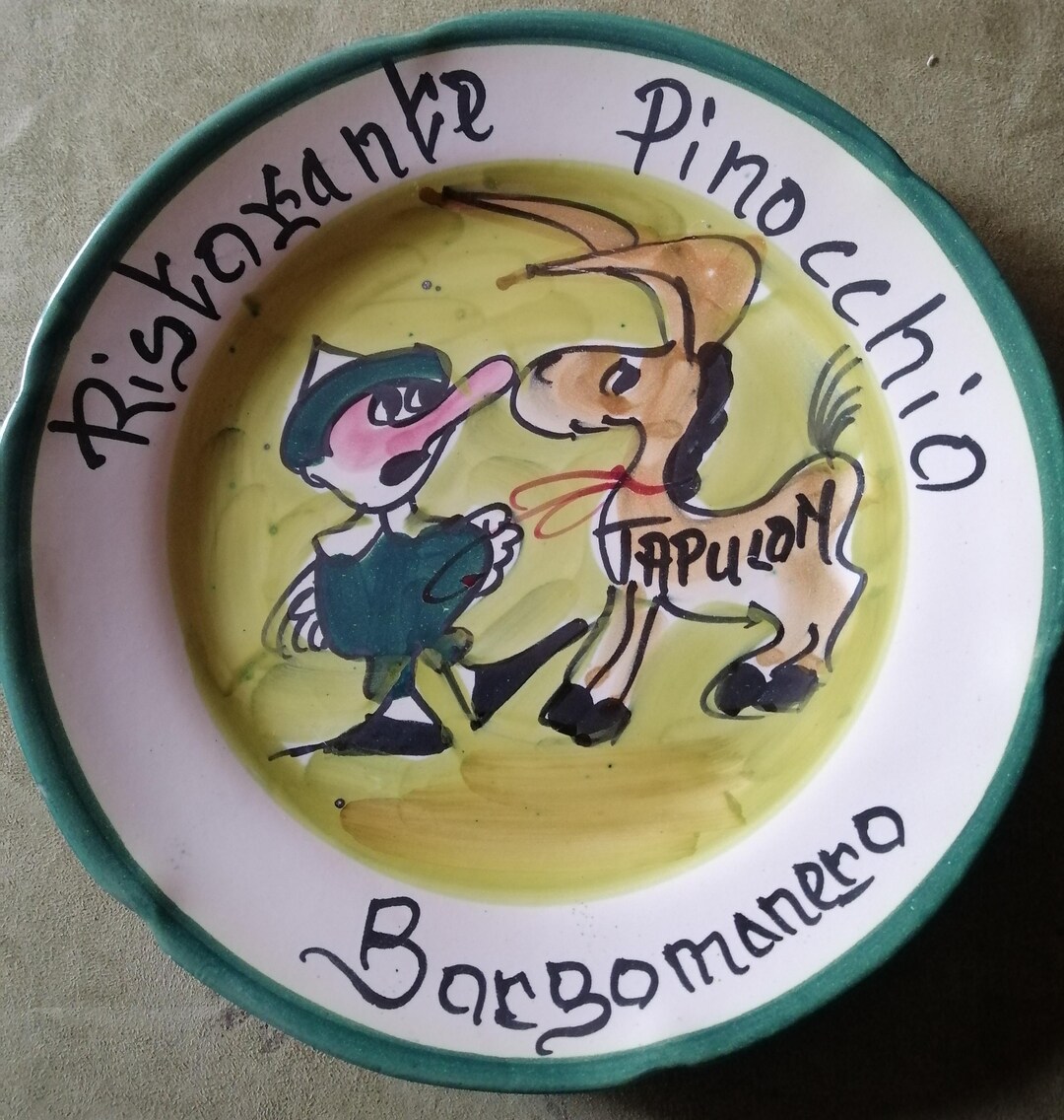 Buon Ricordo Plate Pinocchio Restaurant Borgomanero Hand Decorated ...