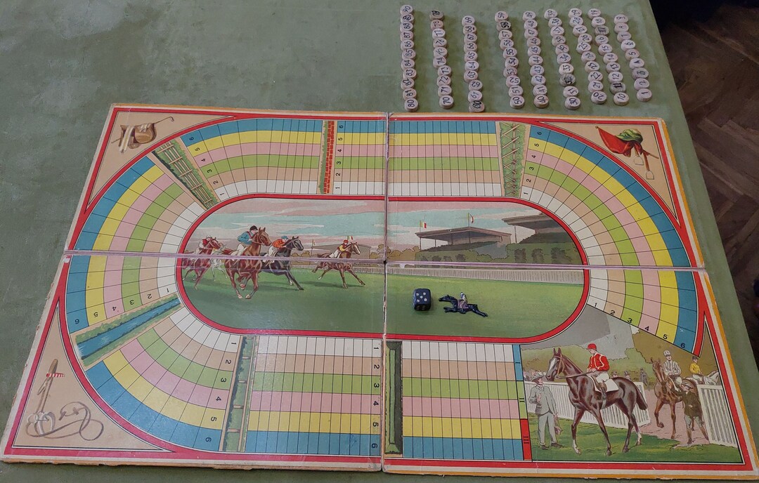 Horse Racing Game Board 62 X 38 Cm, 1950s - Etsy