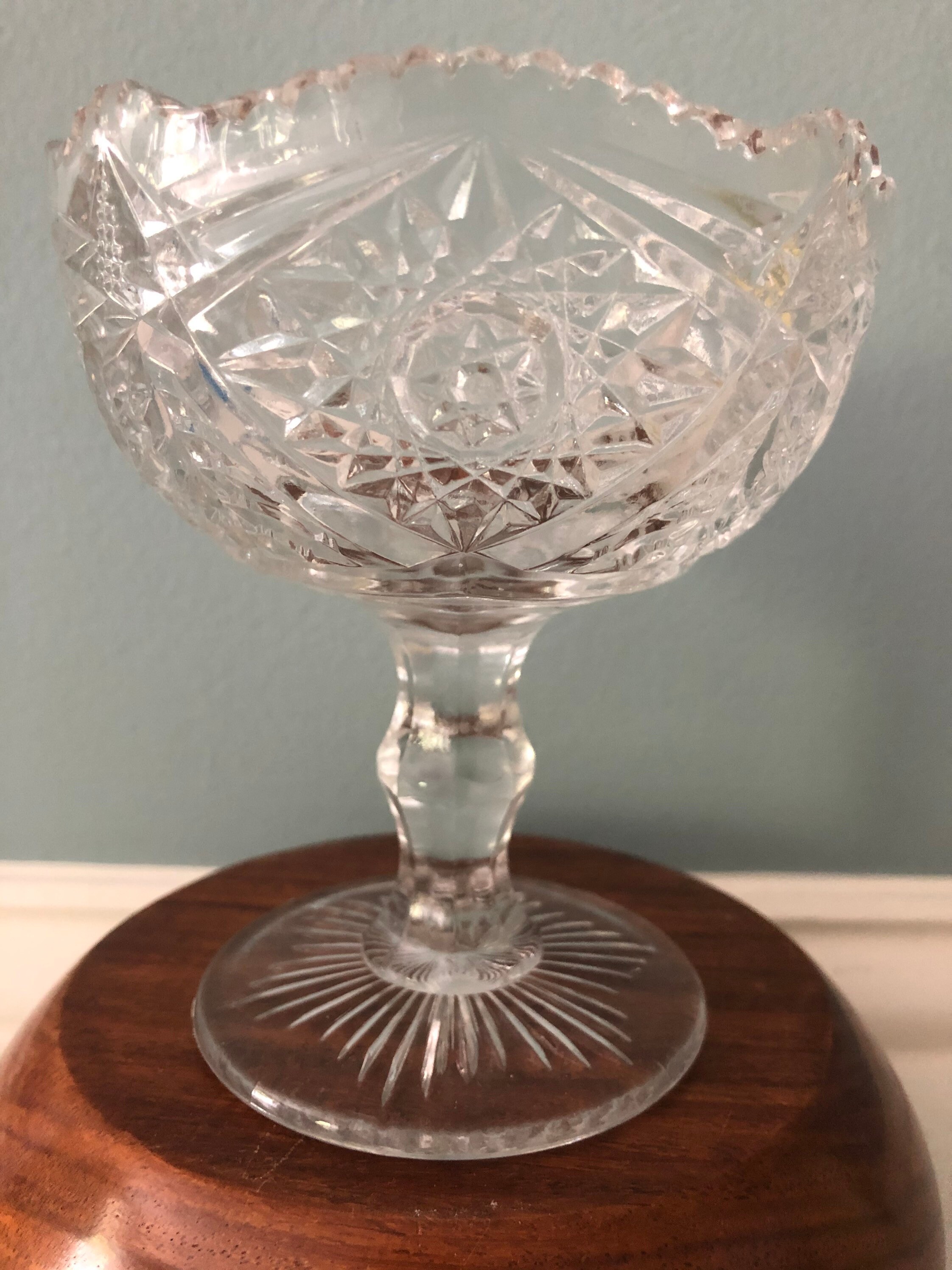 Vintage Small Clear Glass Compote With Hobstars and Serrated Rim - Etsy