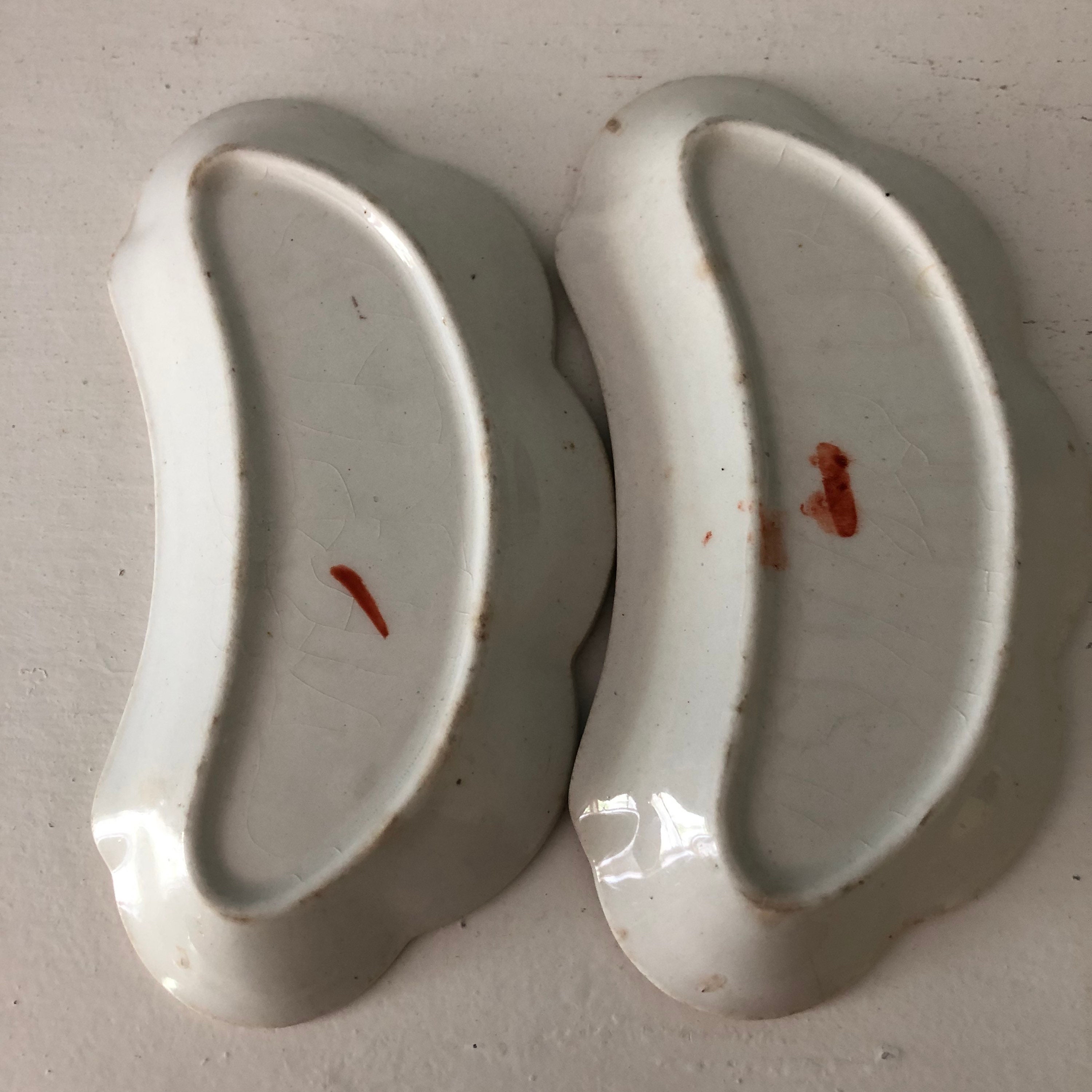 Pair of Crescent-shaped China Dishes With Rose Motif - Etsy