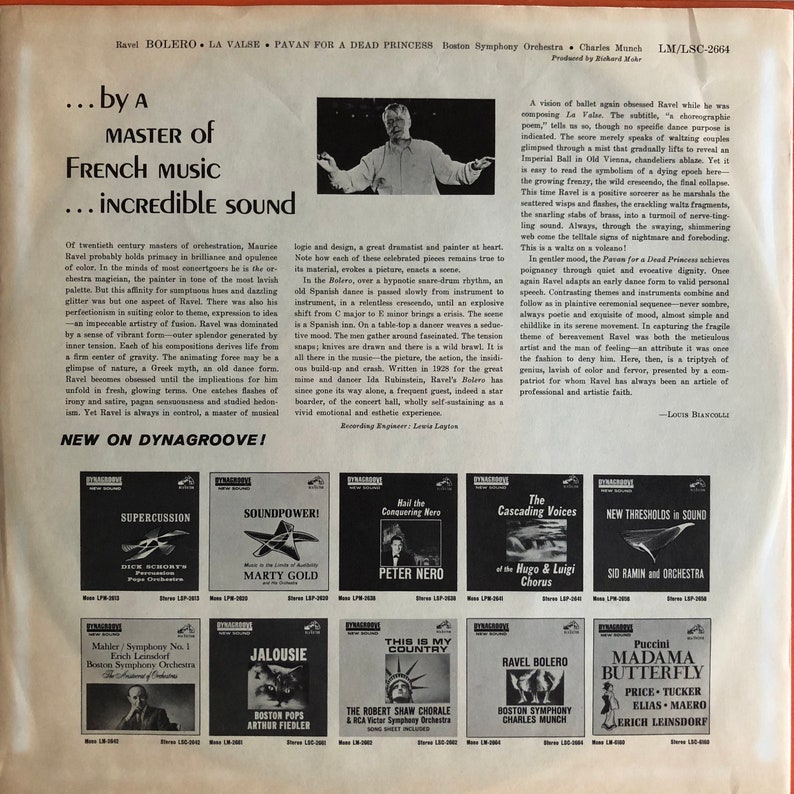 Maurice Ravel Bolero La Valse Pavan for a Dead Princess Boston Symphony ...