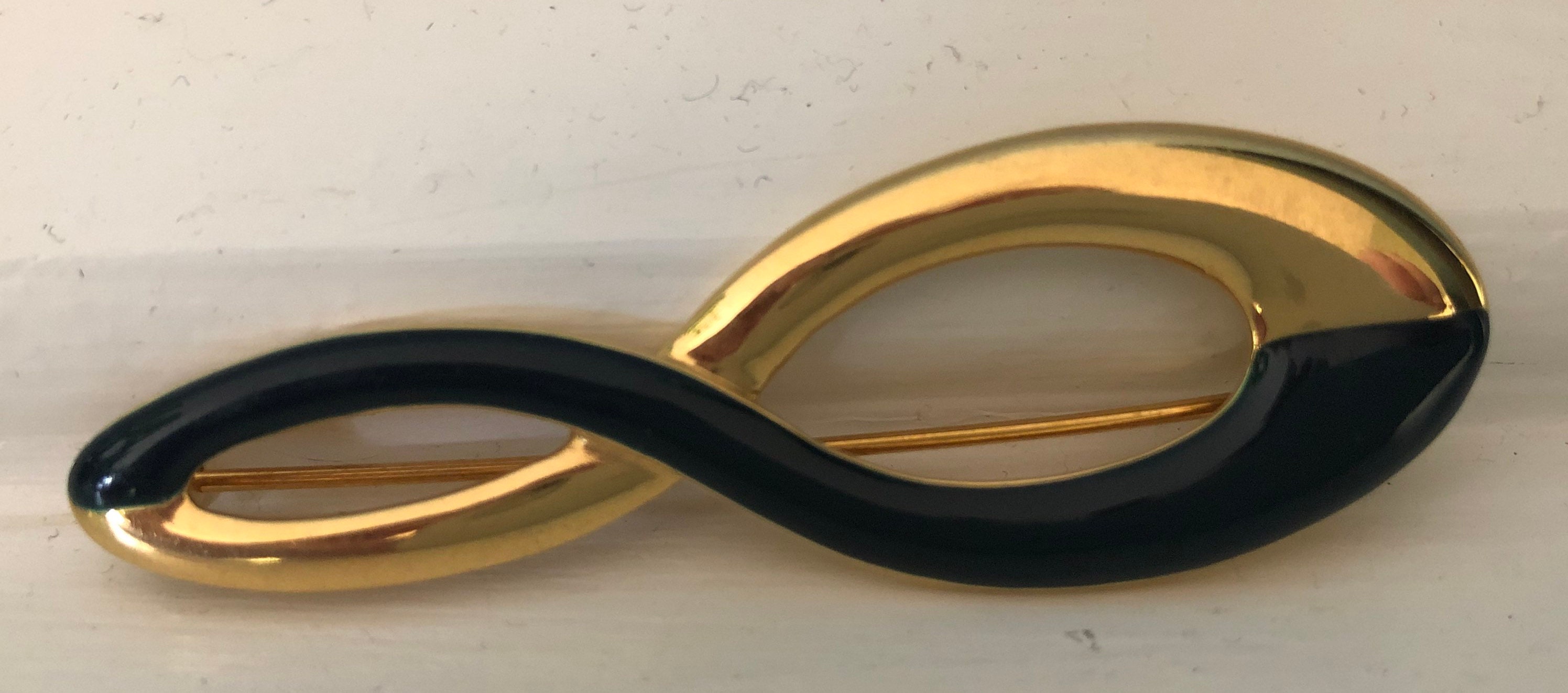 Vintage Monet Infinity Brooch With Navy Enamel - Etsy