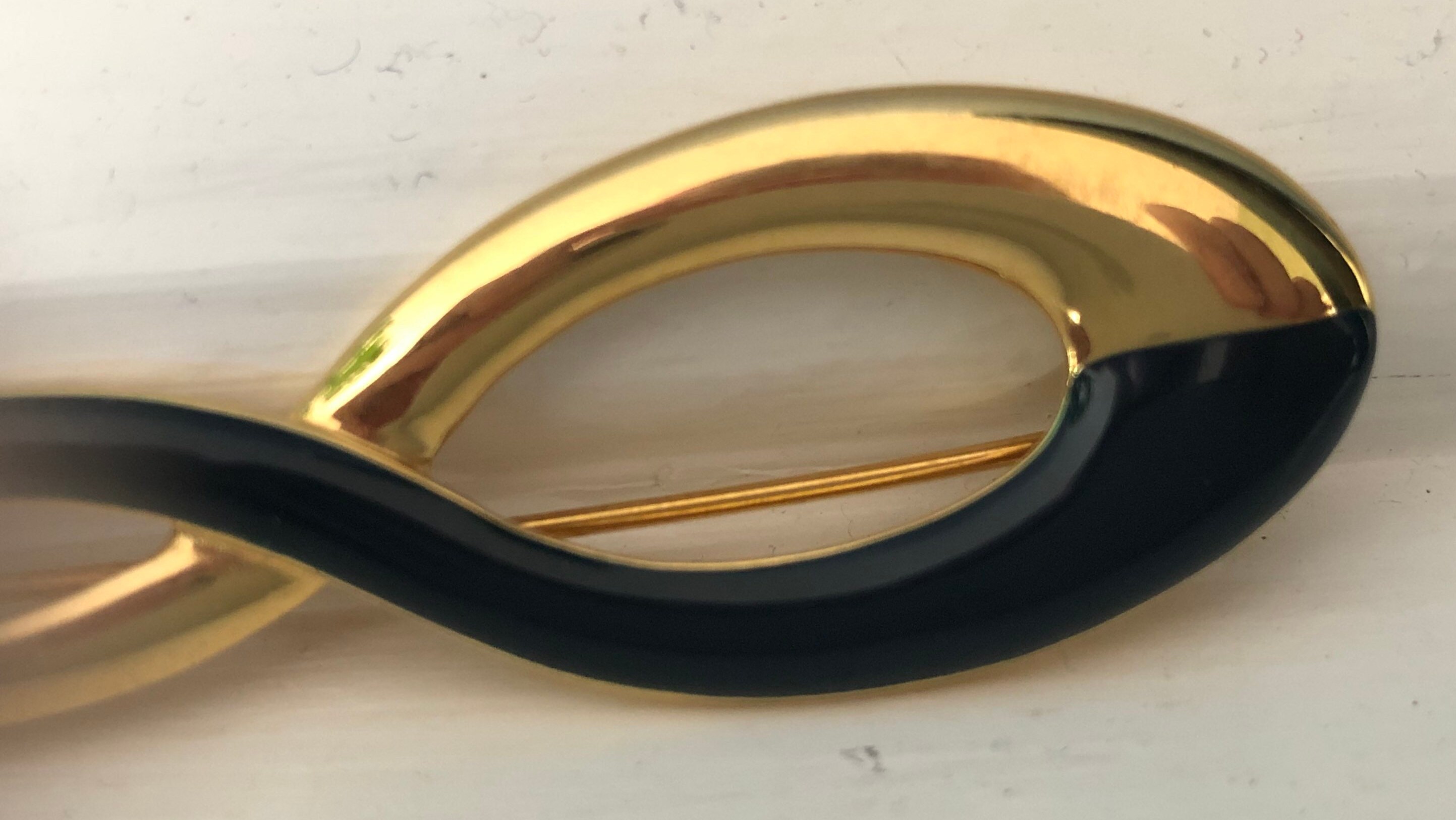 Vintage Monet Infinity Brooch With Navy Enamel - Etsy