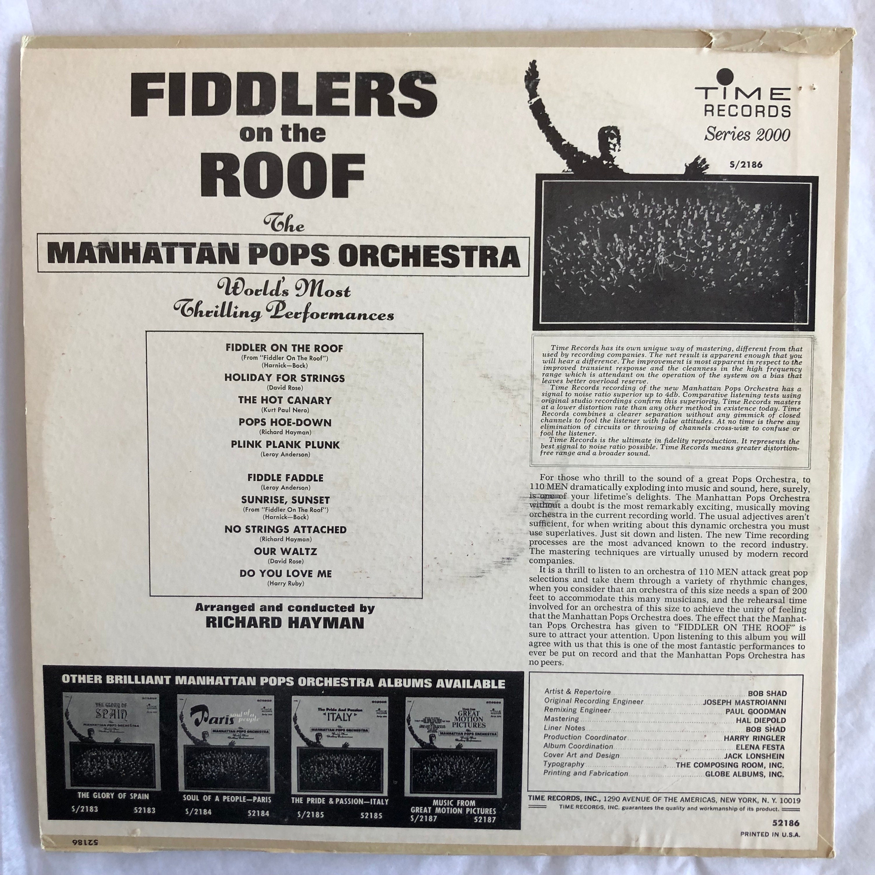 Manhattan Pops Orchestra Fiddlers on the Roof Richard Hayman Time C ...