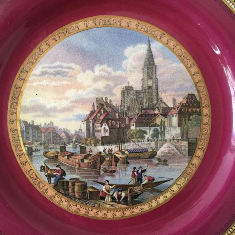 Antique Pratt Ware 123 Dessert Plate: Vue De La Ville De - Etsy
