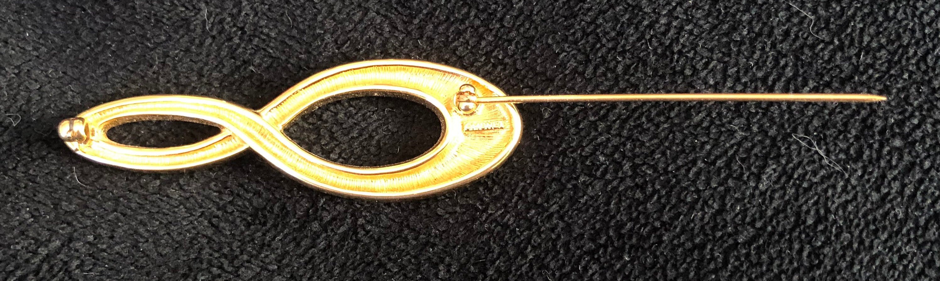 Vintage Monet Infinity Brooch With Navy Enamel - Etsy