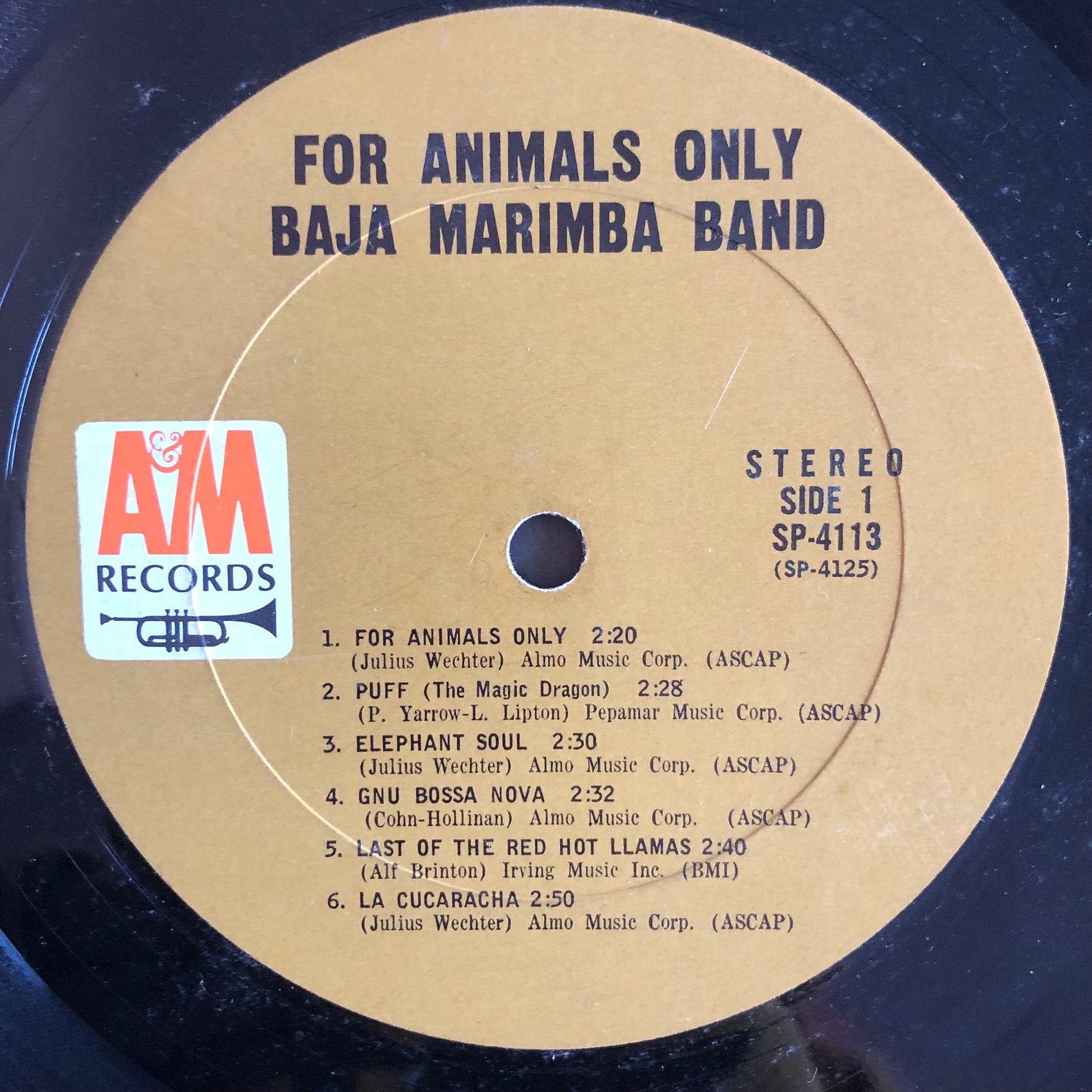 Baja Marimba Band for Animals Only A&M 1966 Vintage Vinyl Record Album ...