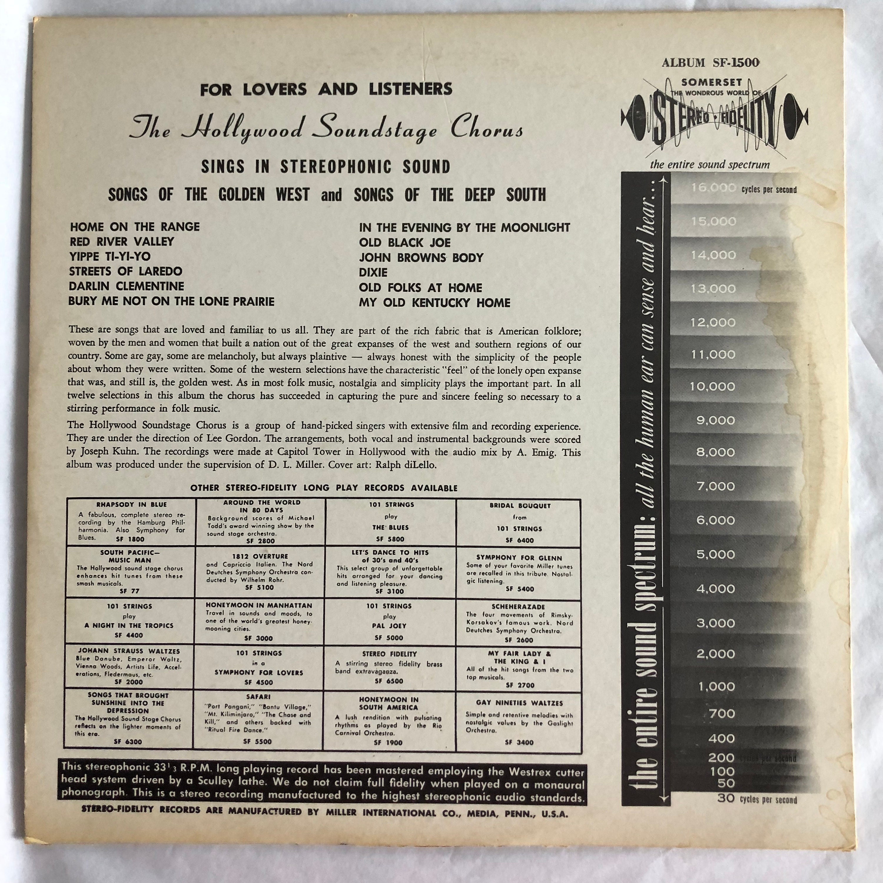 The Hollywood Soundstage Chorus Songs of the Golden West Songs of the ...