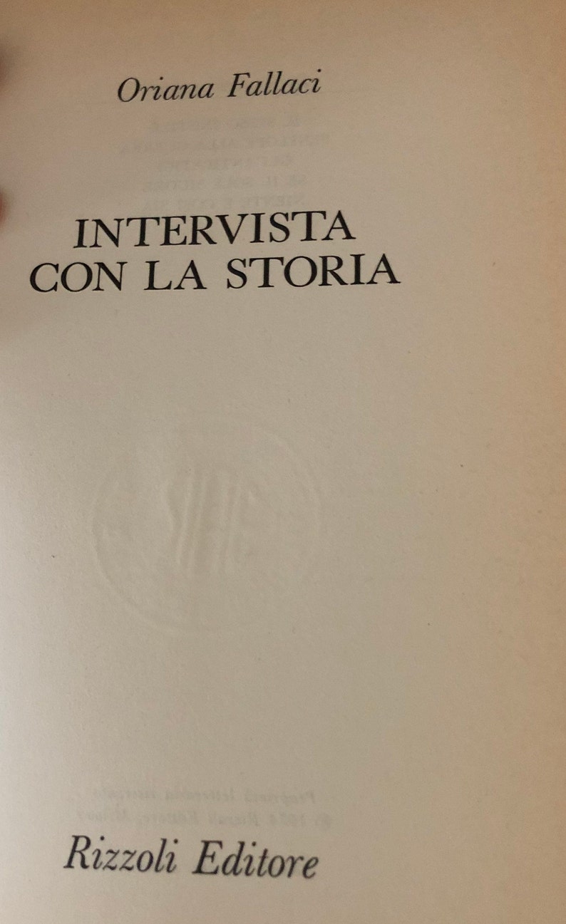Oriana Fallaci: Intervista Con La Storia Rizzoli 1974 - Etsy