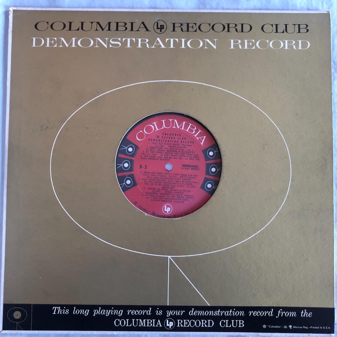 Columbia Record Club Demonstration Record 1950s Vintage Vinyl Record ...
