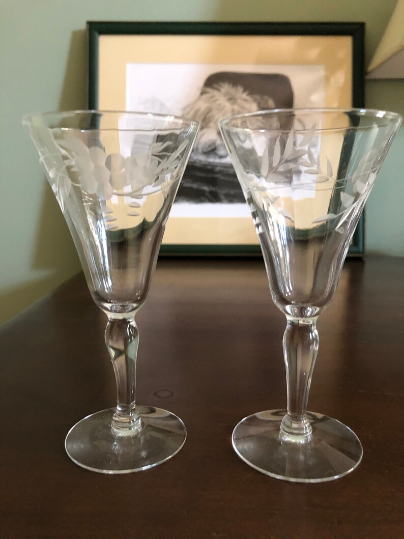 Vintage Gray Cut Crystal Wine Glasses set of 7 - Etsy