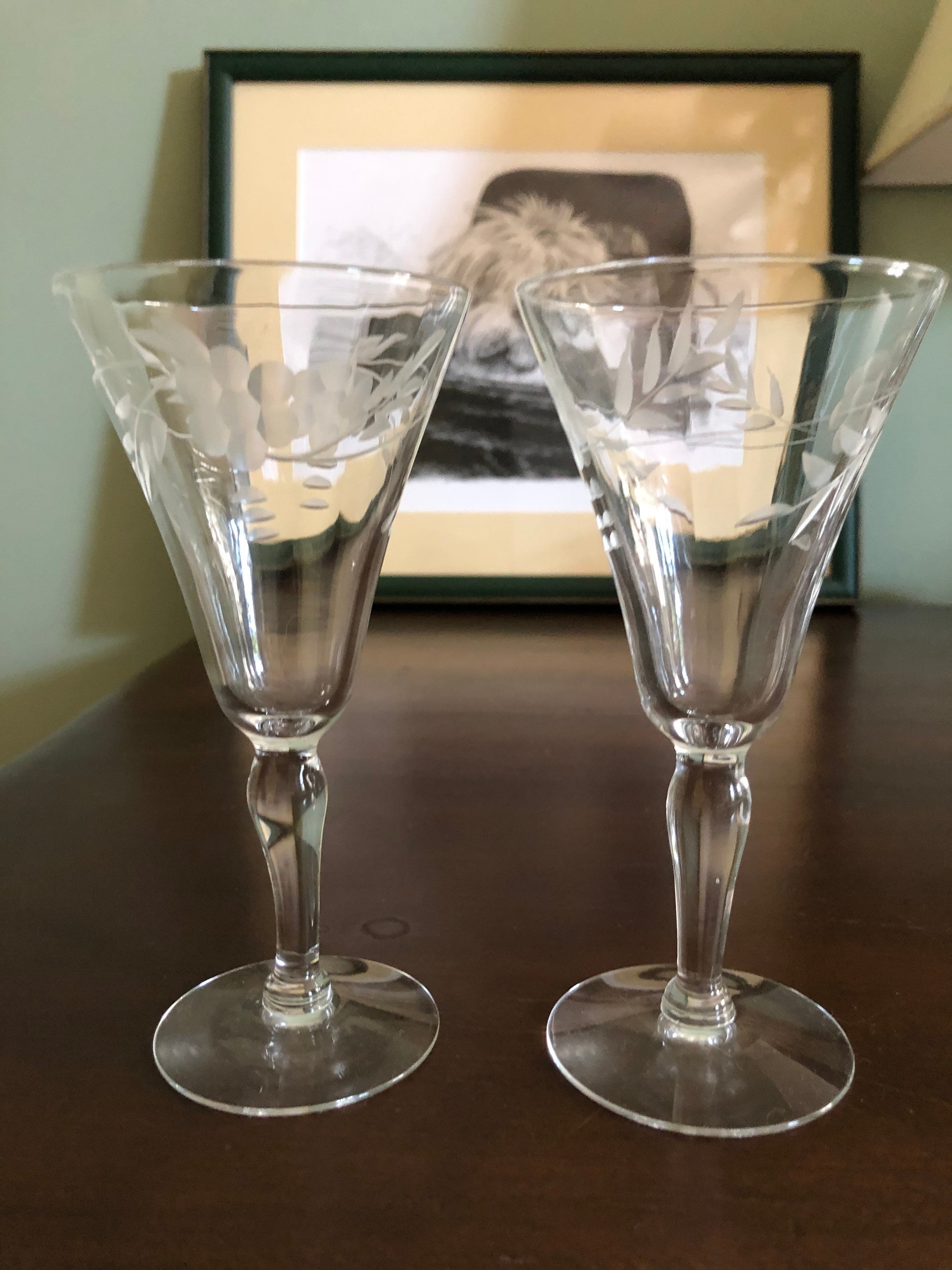 Vintage Gray Cut Crystal Wine Glasses set of 7 - Etsy