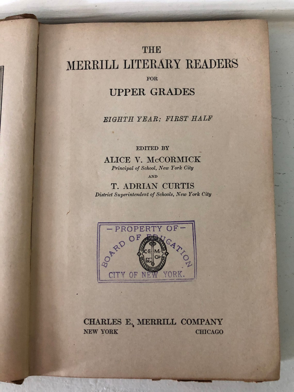 Vintage Book: the Merrill Literary Readers Eighth Year First Half ...