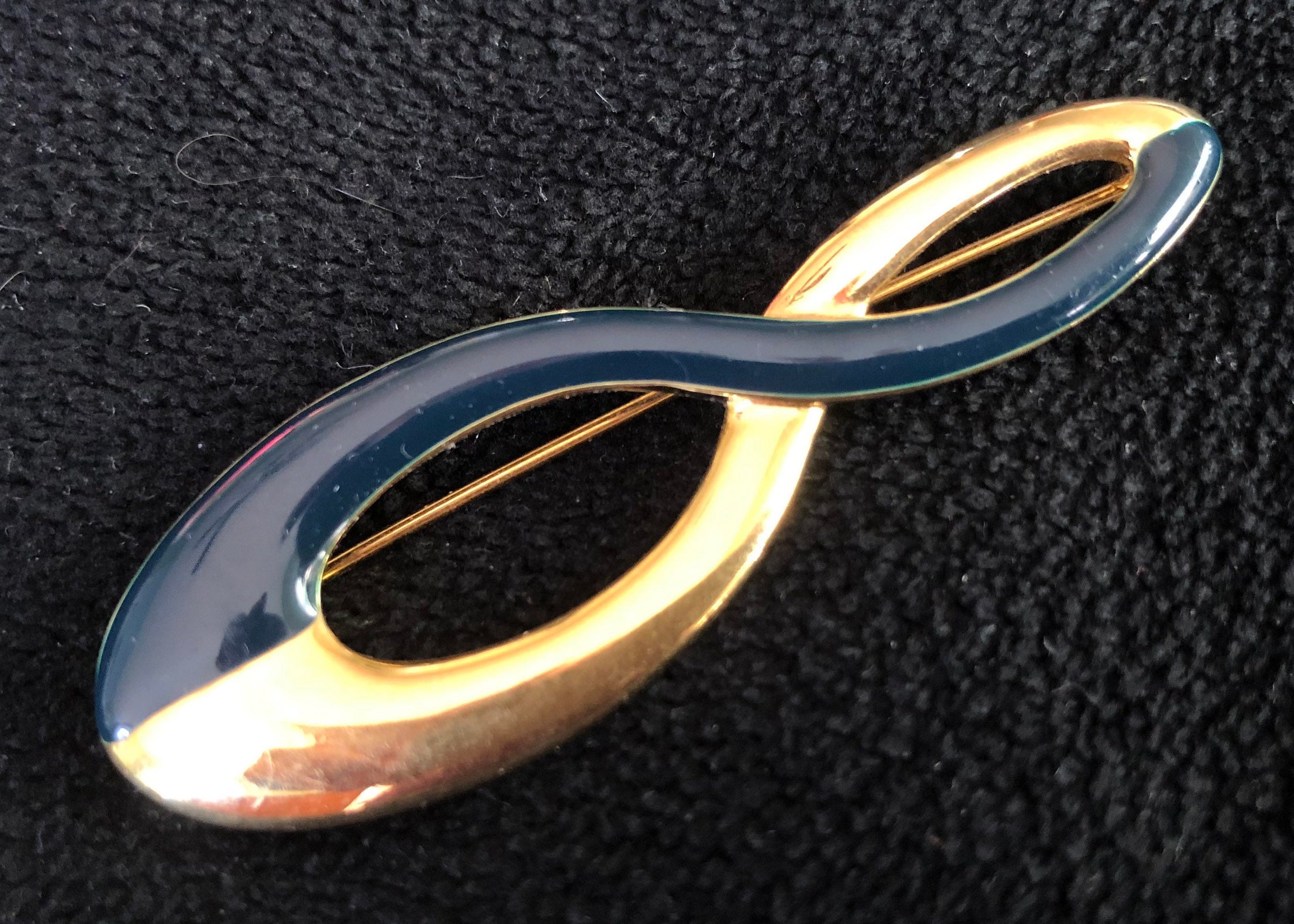 Vintage Monet Infinity Brooch With Navy Enamel - Etsy