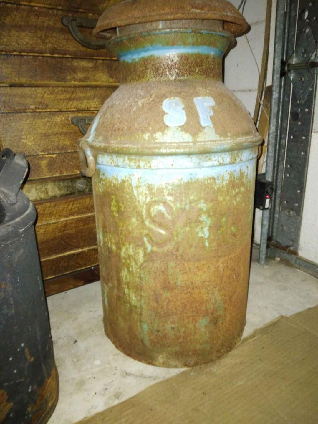 25"x13" Stamped Sfco Antique Metal Milk Can 10 Gallon - Large Heavy ...